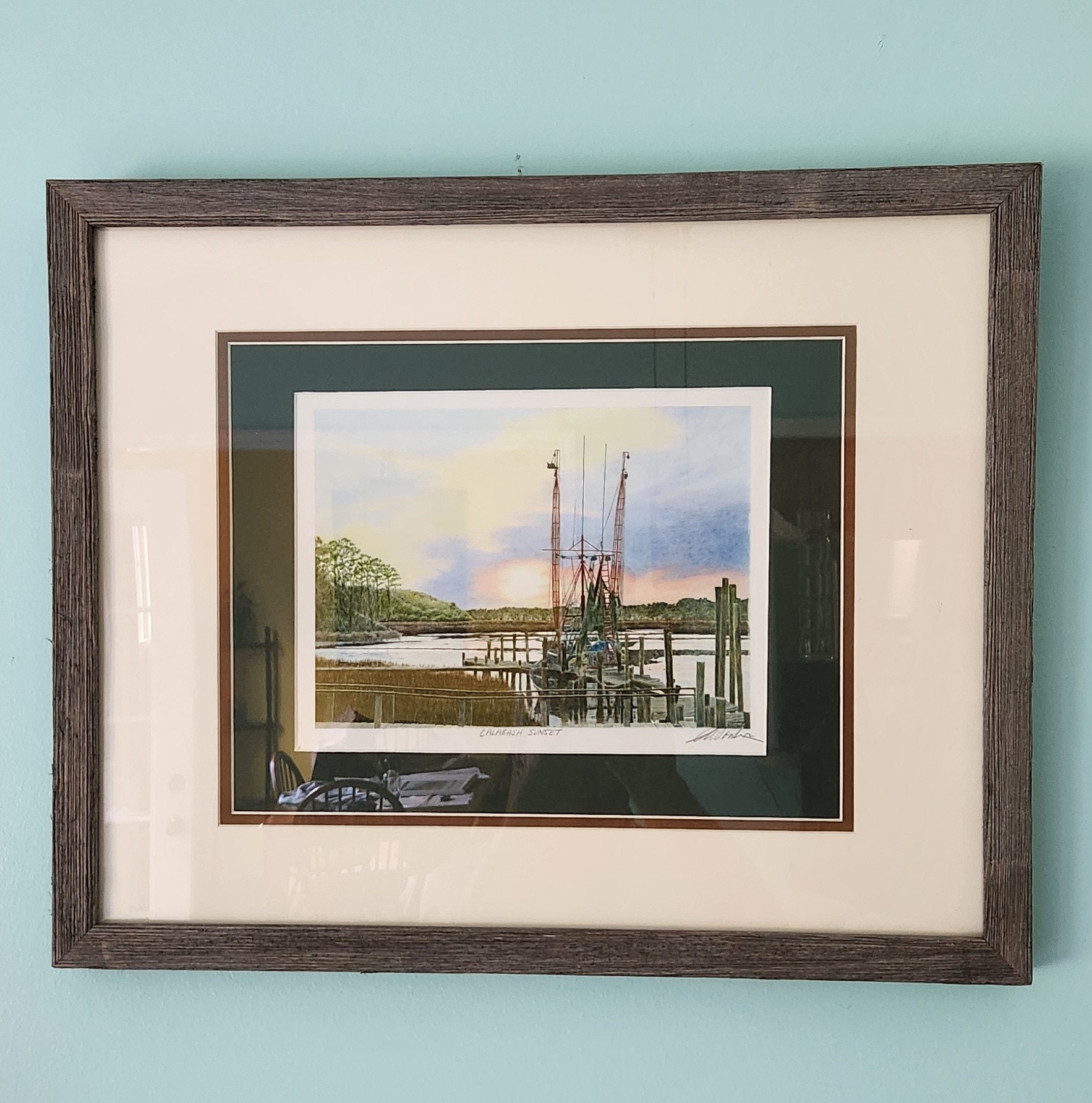 Fine Art Print, Shrimp Boat, Sandra Gail, Dock, Calabash River, Sunset ...