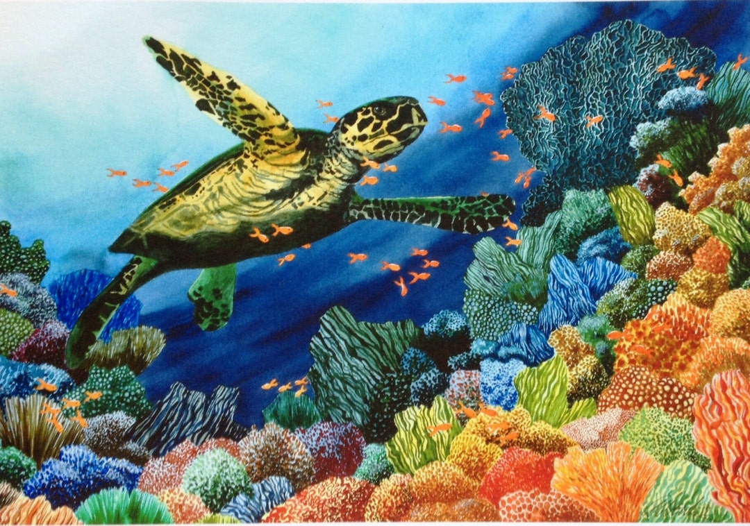 Loggerhead Sea Turtle Fine Art Print-fine Art Print of Sea Turtle ...