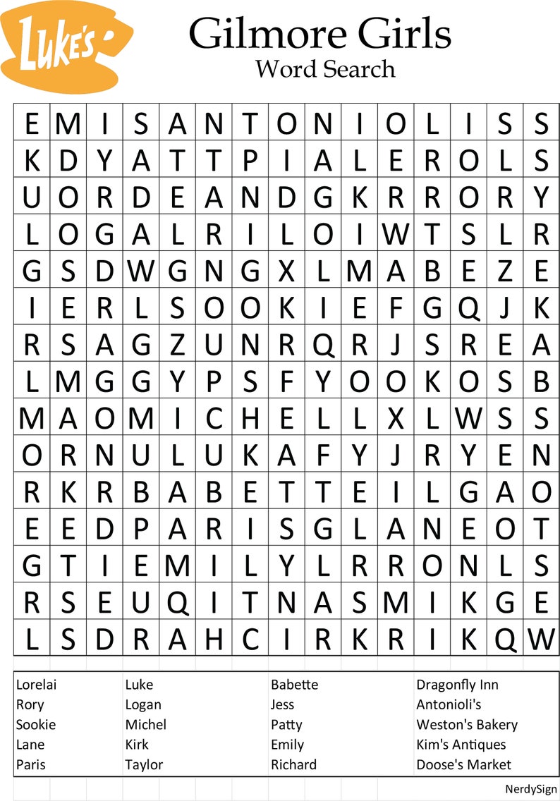 Gilmore Girls Word Search, Lorelai and Rory Search and Find - Etsy