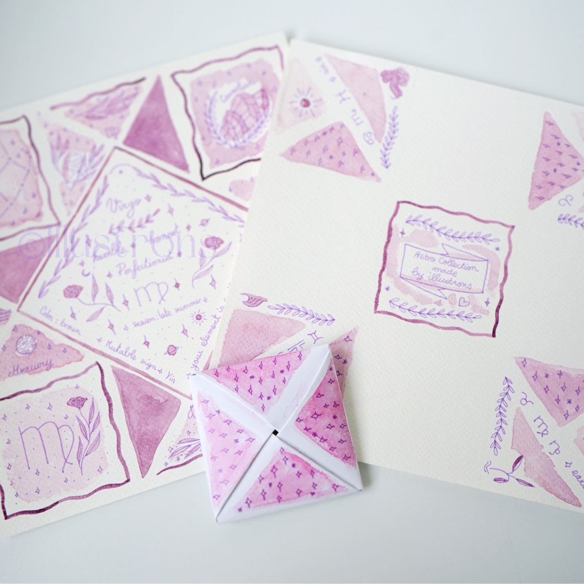 Virgo Zodiac Puzzle Purse Template - Watercolor Origami Card (digital ...