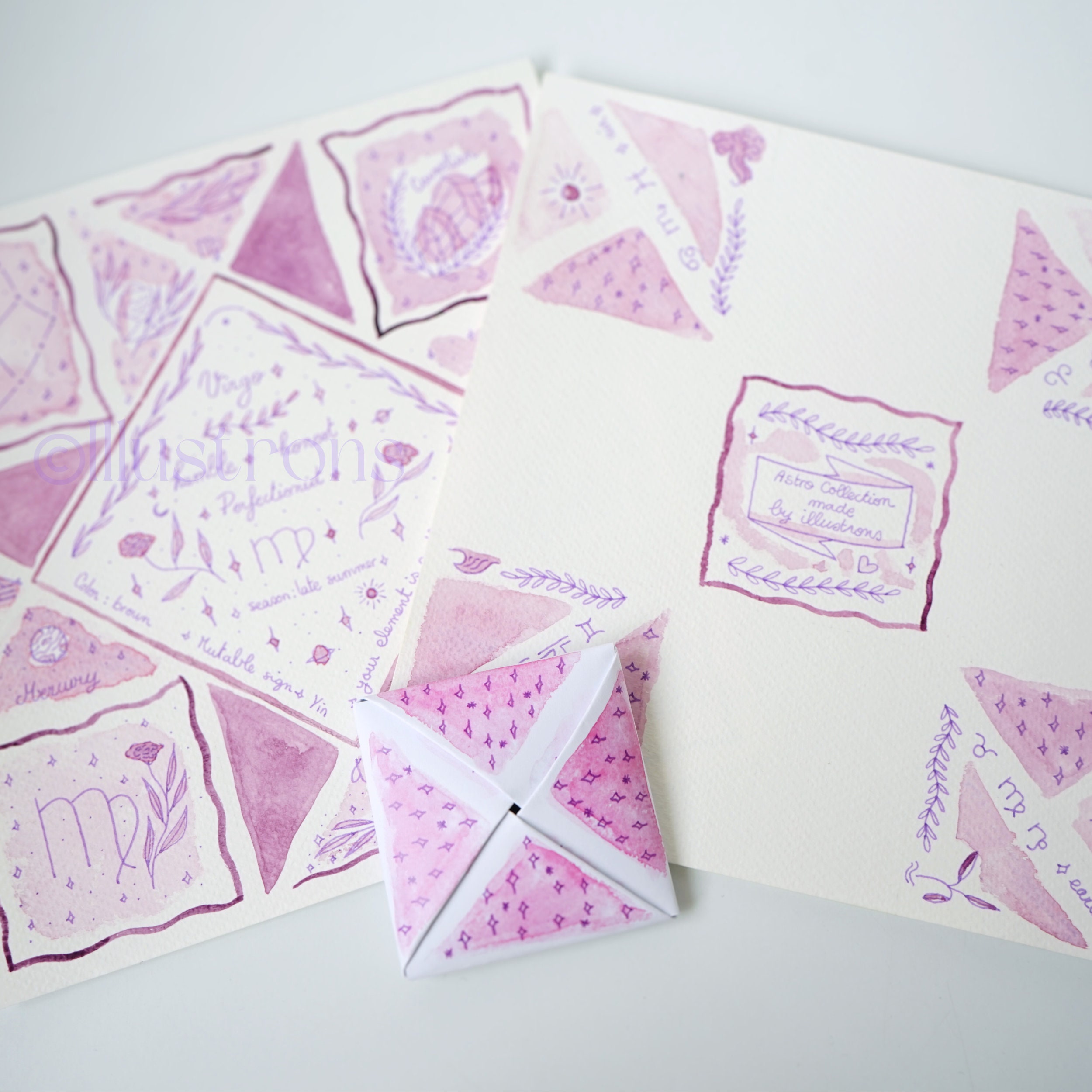 Virgo Zodiac Puzzle Purse Template by Illustrons - Origami Watercolor ...