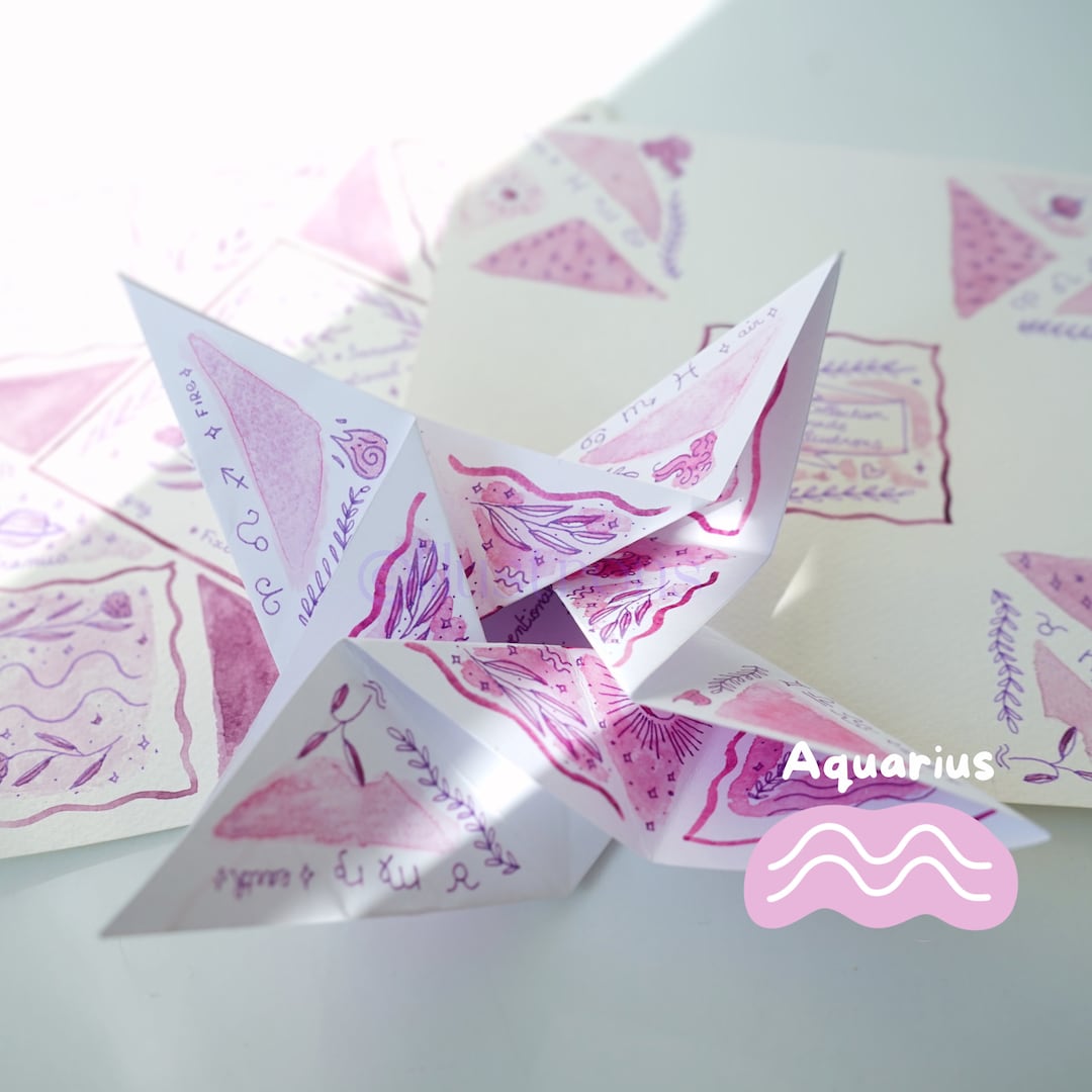 Aquarius Zodiac Puzzle Purse Template by Illustrons - Origami ...