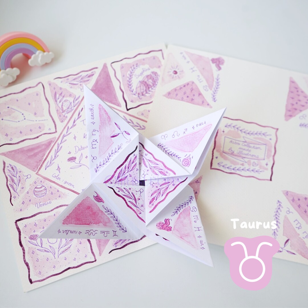 Taurus Zodiac Puzzle Purse Template by Illustrons - Origami Watercolor ...