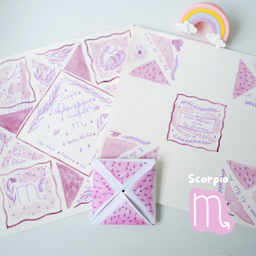 Scorpio Zodiac Puzzle Purse Template by Illustrons - Origami Watercolor ...