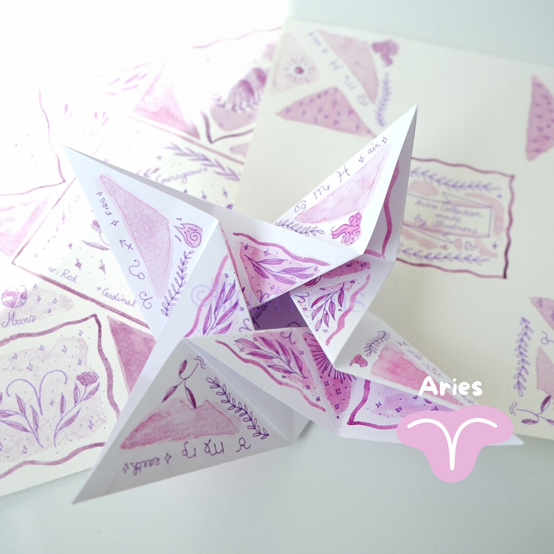 Aries Zodiac Puzzle Purse Template by Illustrons - Origami Watercolor ...
