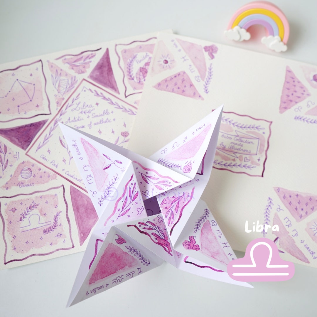 Libra Zodiac Watercolor Puzzle Purse Template – DIY Gift Card (digital ...