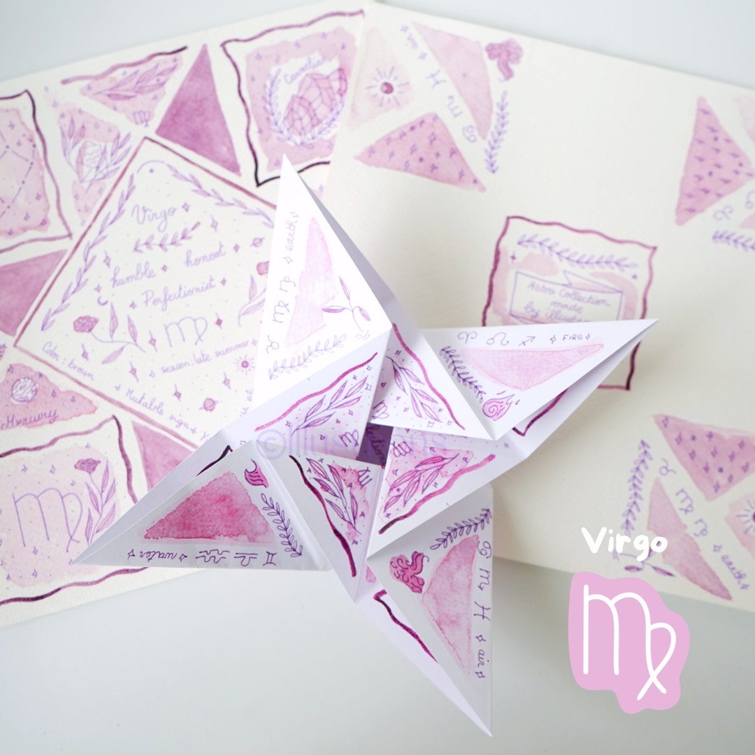 Virgo Zodiac Puzzle Purse Template by Illustrons - Origami Watercolor ...