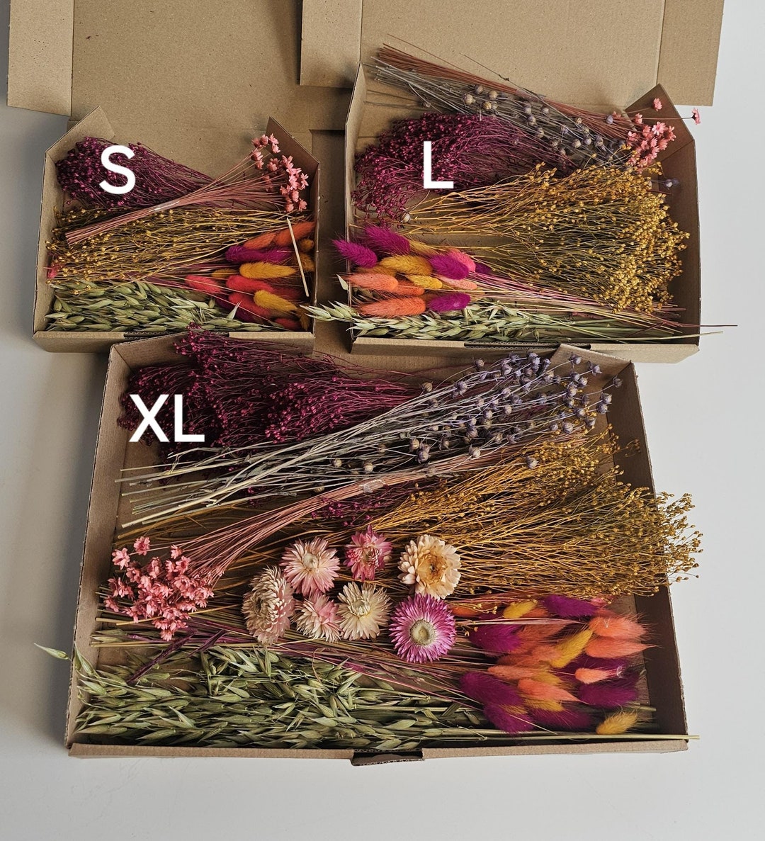 Dried Flower Set With Bright Colors/ Flowers for Crafting/ Flower Box ...