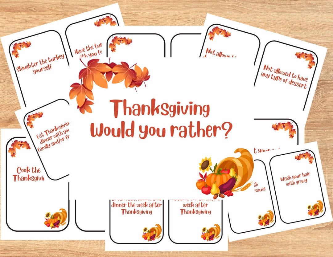 Thanksgiving Would You Rather Game Fall Games for Adults Kids Fun ...