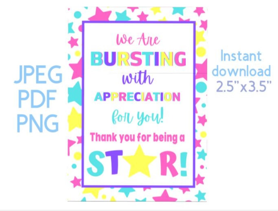 Staff Appreciation Printable Tag Star Tags Staff Tags Star Gift Tag ...