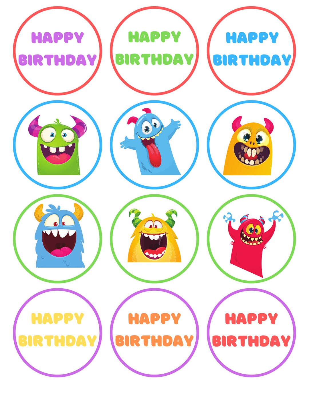 Monster Cupcake Toppers DIGITAL DOWNLOAD Monster Cupcake Toppers ...