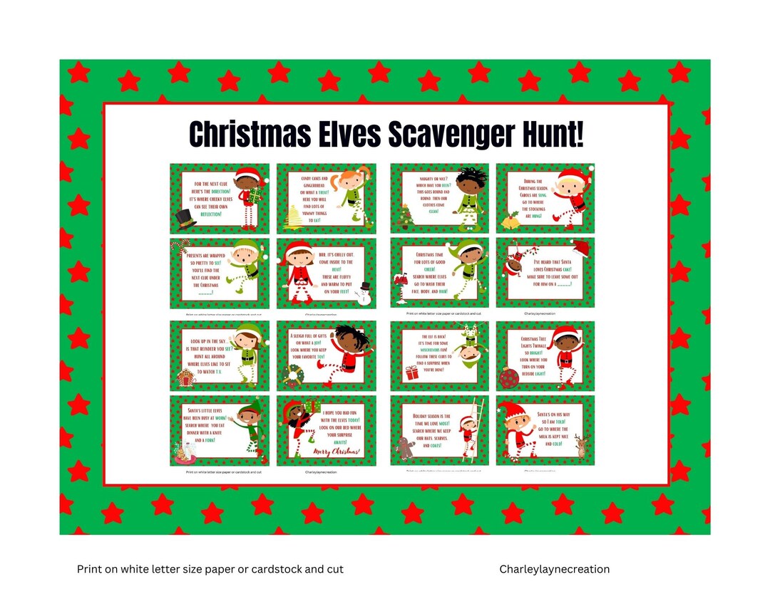 Christmas Elves Kids Treasure Hunt | Christmas Scavenger Hunt ...