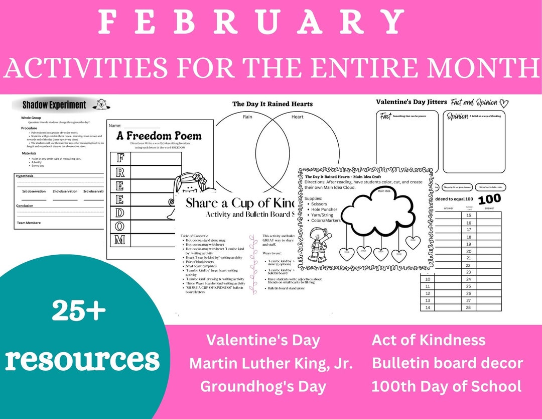 February Activities Valentine's Day President's Day Martin Luther King ...