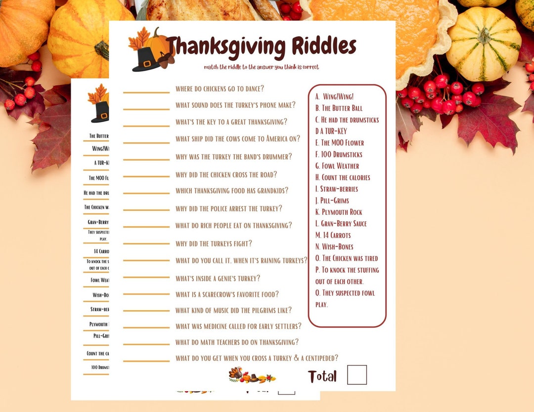 Thanksgiving Game | Printable Thanksgiving Riddle Game | Kid ...