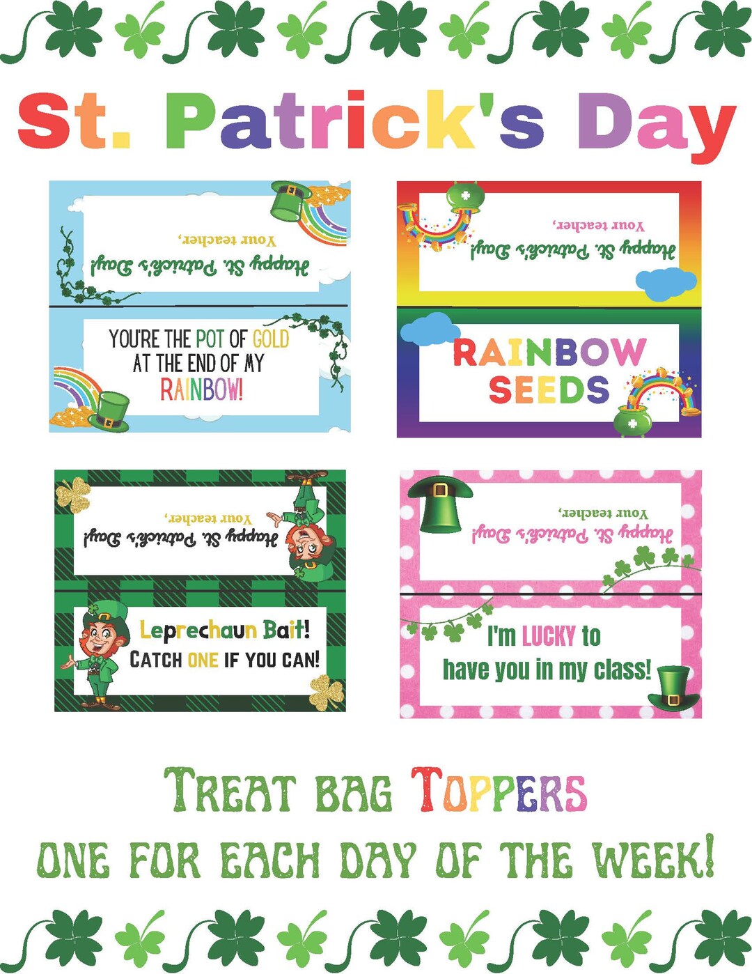 St. Patrick's Day Treat Bag Toppers | St. Patrick's Day | St. Patty's ...