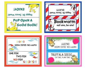Dr. Seuss Treat Bag Card, Dr. Seuss Printable, One Fish Two Fish, Dr ...