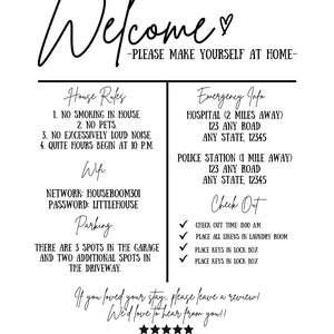Printable/ Editable Airbnb Welcome Sign | House Rules | Vacation Rental ...