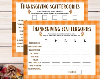 Thanksgiving Scattergories Game Printable Games Fall Games - Etsy