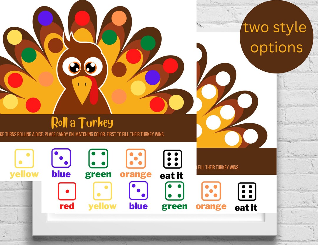 Roll a Turkey Dice Game thanksgiving Printable Games Turkey Game for ...