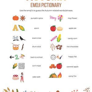 Fall Emoji Pictionary | Printable Autumn Games | Fall Time Activities ...