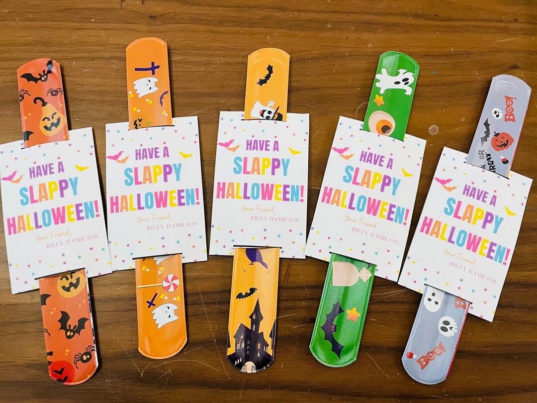 Slappy Halloween Tag Slap Bracelet Card Happy Halloween Gift Tags ...