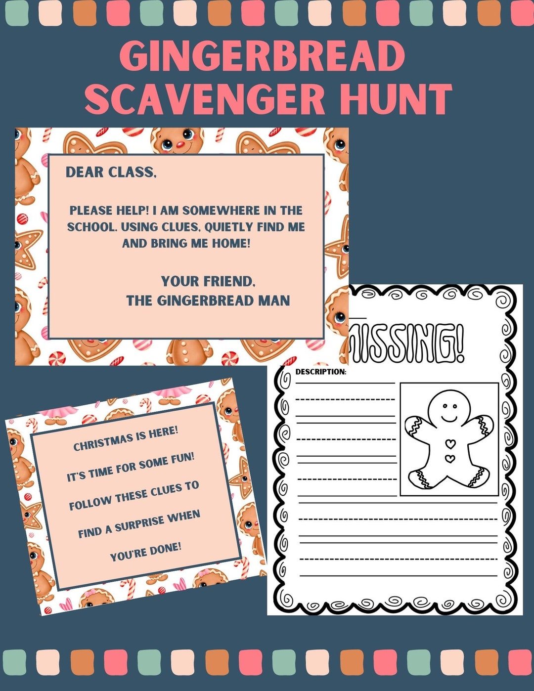 Gingerbread Man Scavenger Hunt | Christmas Scavenger Hunt | Christmas ...