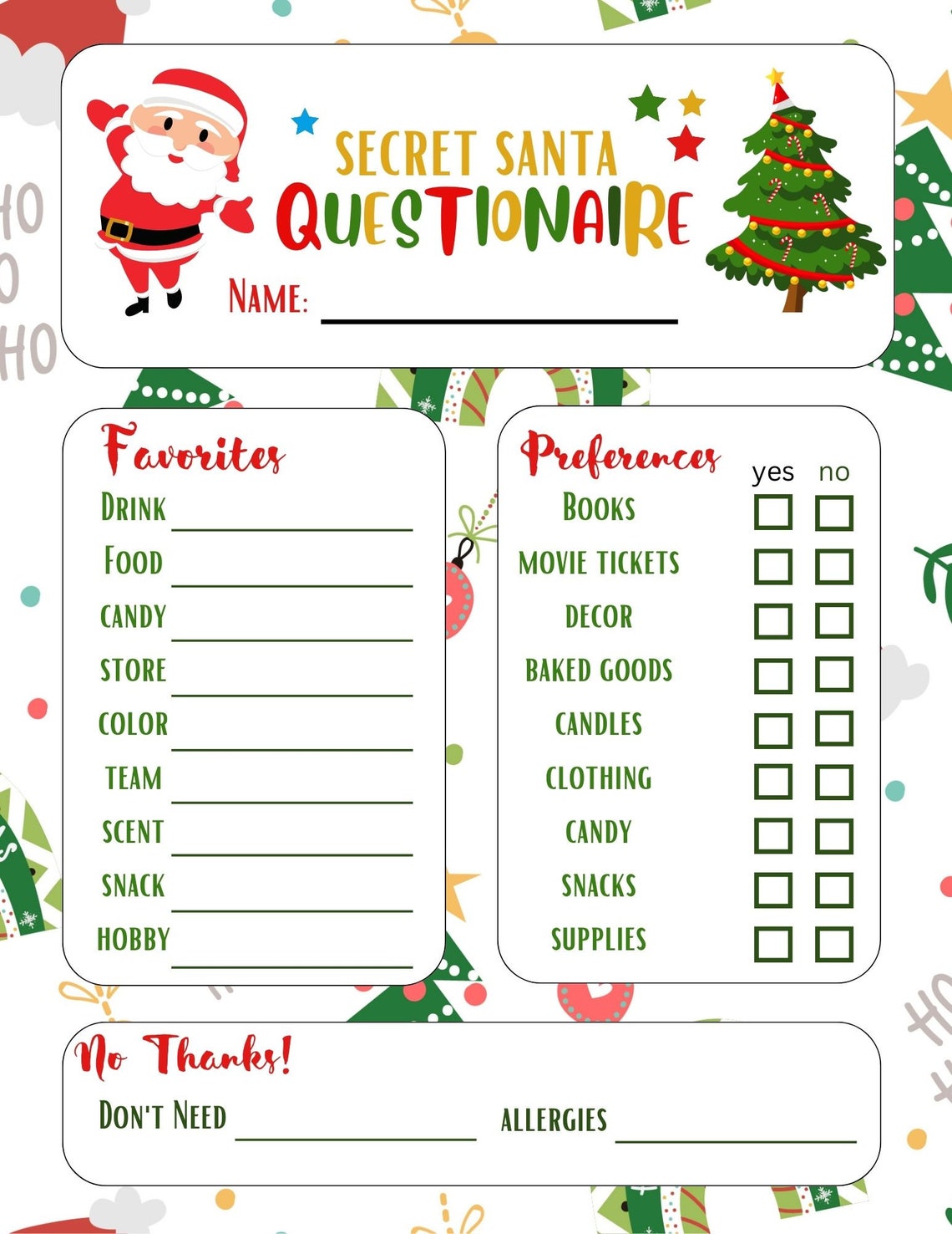 INSTANT DOWNLOAD Printable 8.5x11 Secret Santa - Etsy