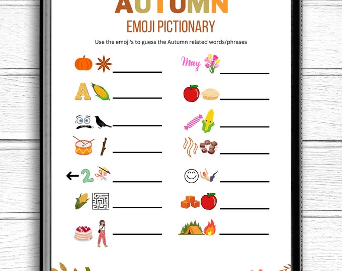 Fall Emoji Pictionary Printable Autumn Games Fall Time Activities for ...