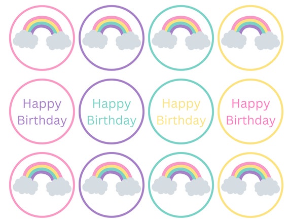 Rainbow Cupcake Toppers DIGITAL DOWNLOAD Rainbow Party - Etsy
