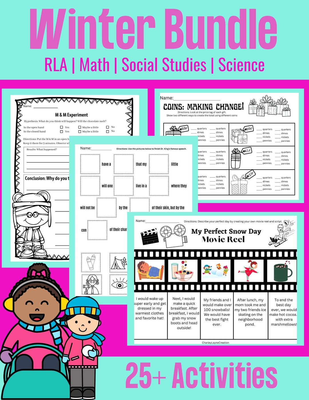 Winter Reading Language Arts | Math | Social Studies | Science Activity ...
