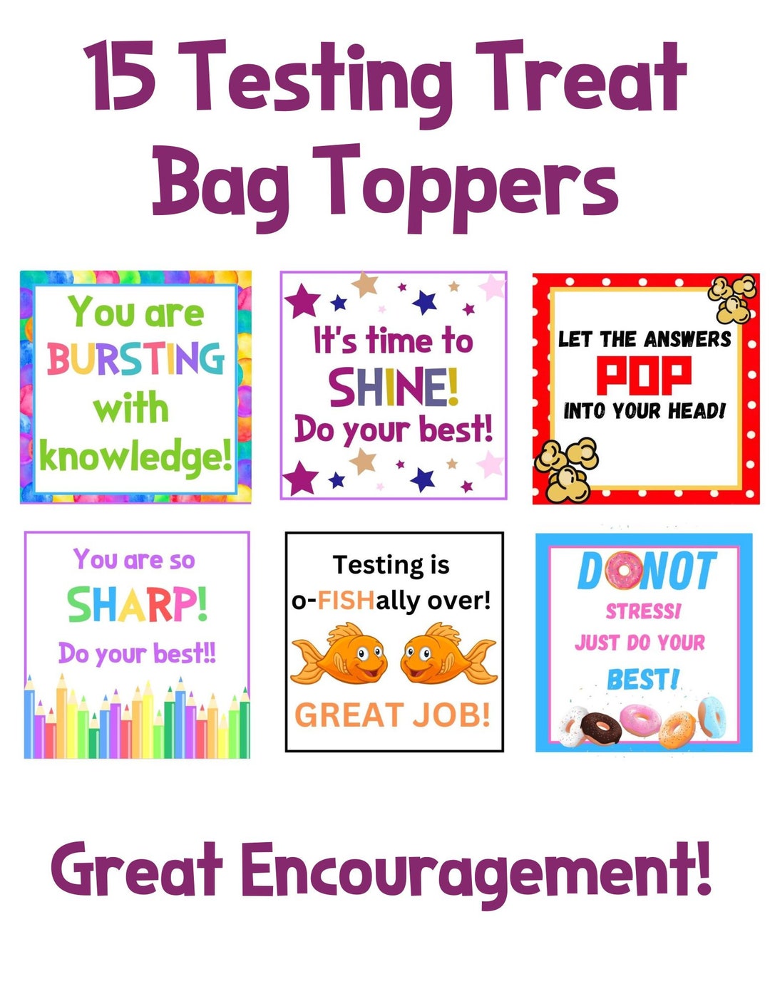 Testing Treat Bag Toppers | STAAR Testing | Benchmark Testing Snack - Etsy