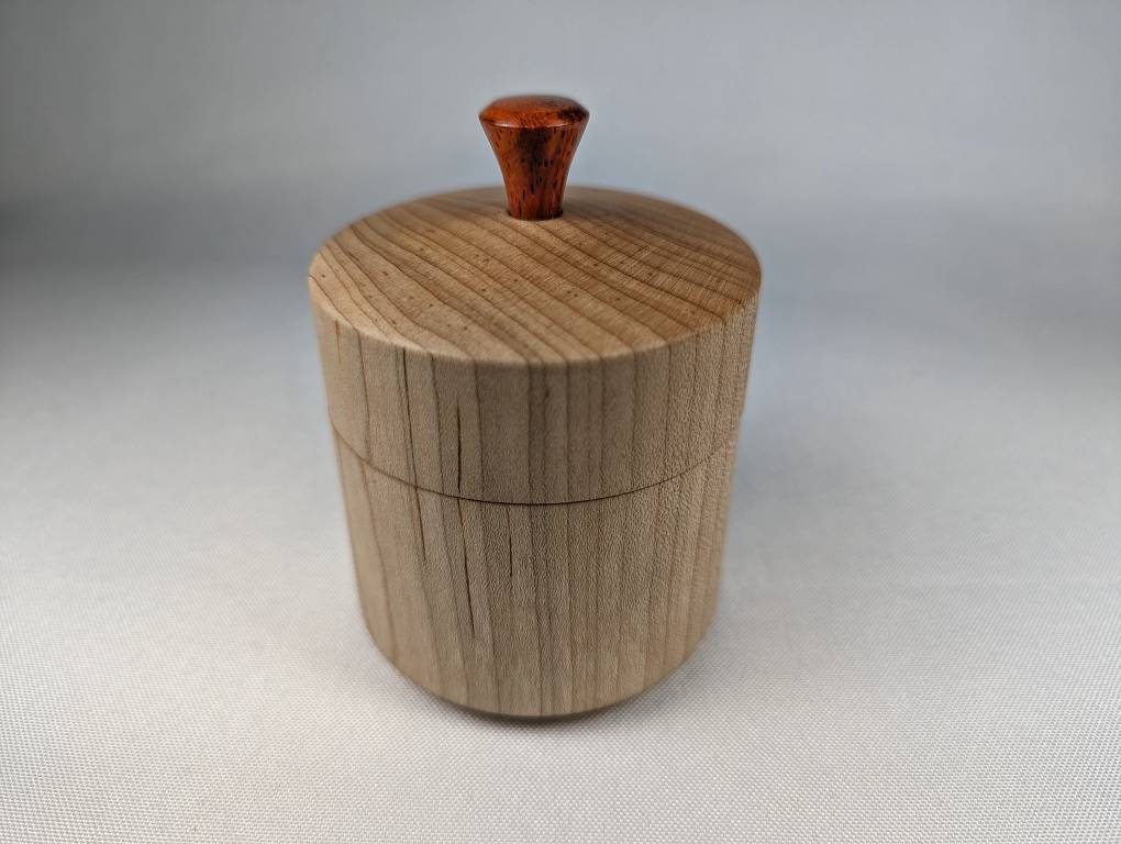 Walnut Jewelry Box or Keepsake With Lid Round Handmade Canister Wooden ...