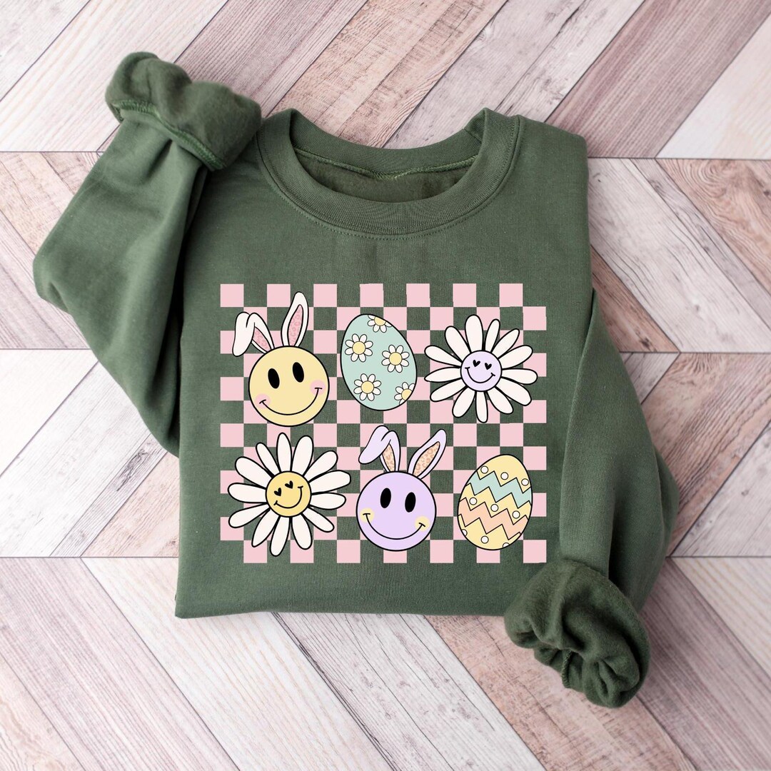 Retro Easter Sweatshirt, Easter Bunny Sweatshirt, Happy Easter ...