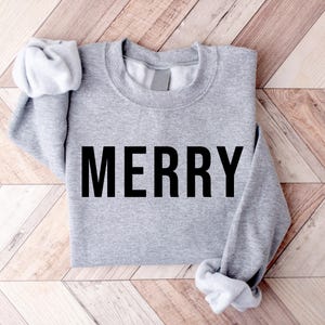 Merry Sweatshirt, Cute Merry Christmas Sweatshirt, Women's Christmas ...