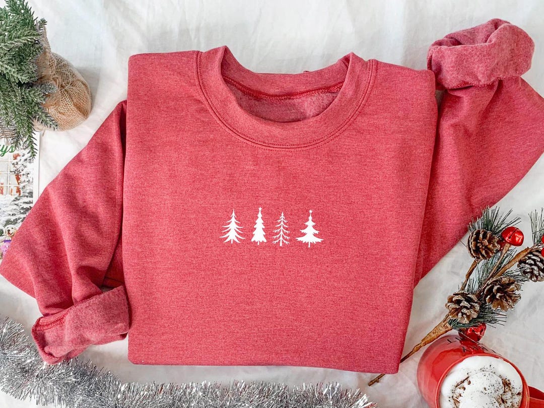 Minimal Christmas Trees Sweatshirt, Christmas Sweatshirt, Holiday ...