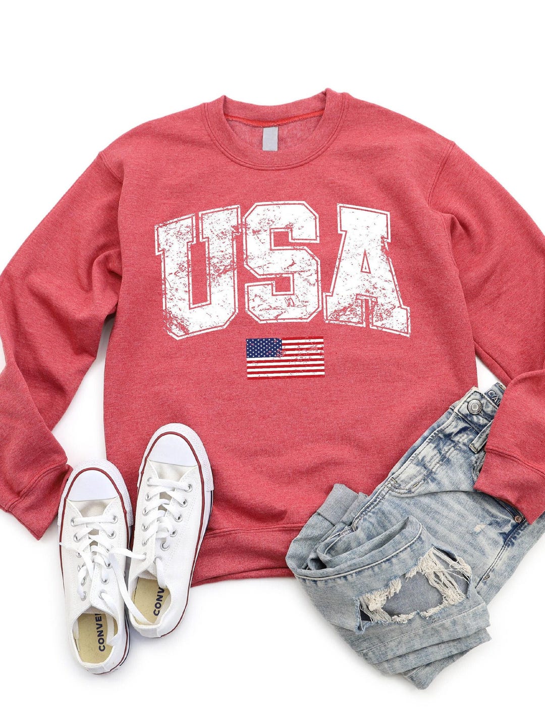 Retro USA Sweatshirt, Womens USA Crewneck Sweatshirt, USA Shirt ...