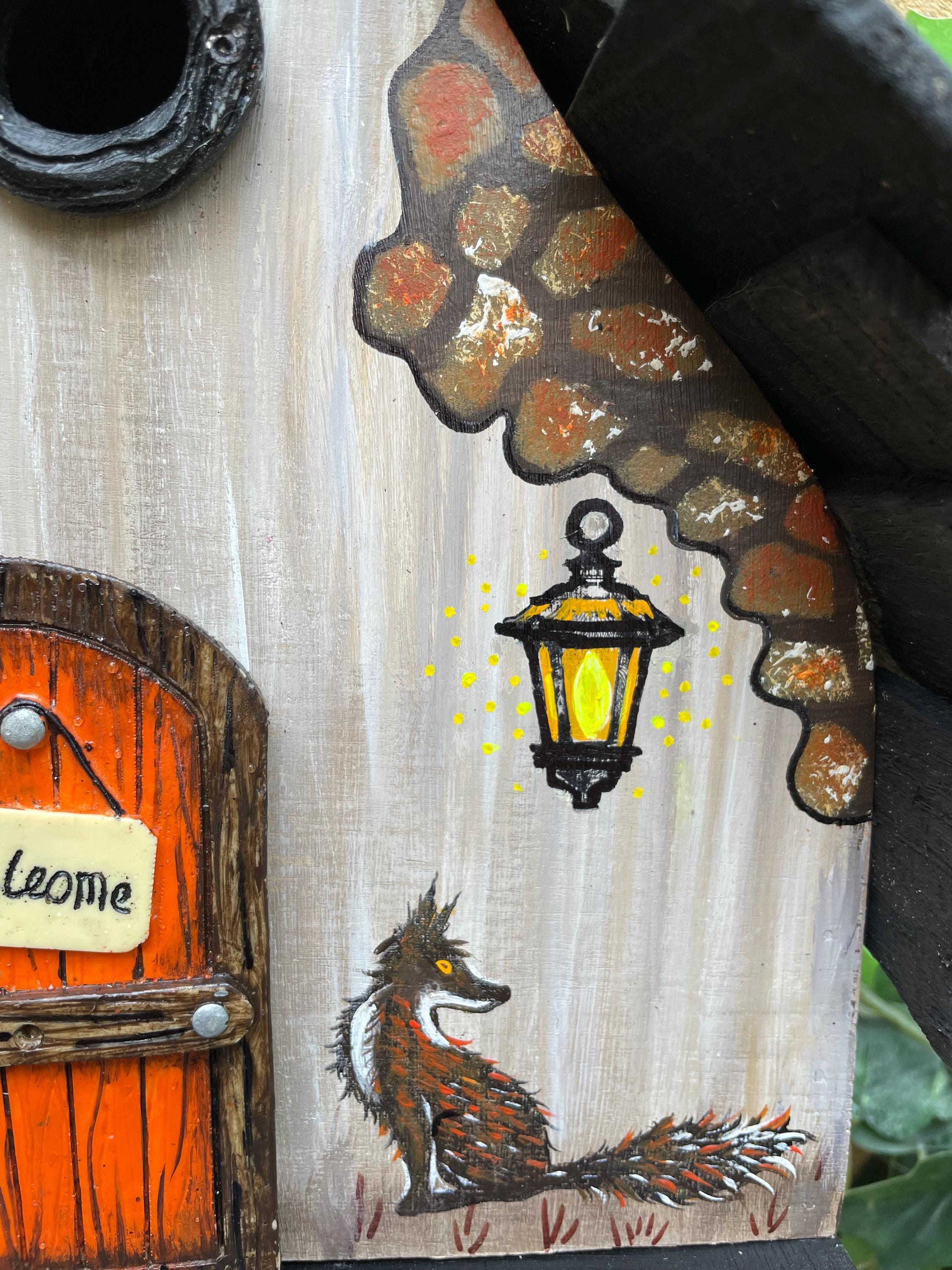 Whimsical Bird House Featuring a Fox, Owl, Lantern and Fairy Door. This ...