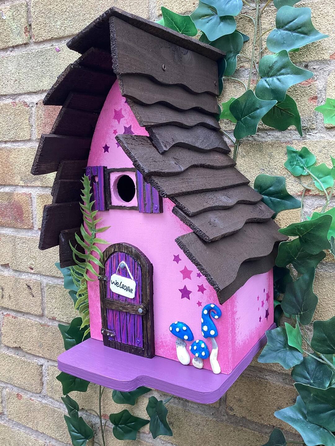 Pink Bird House, Wooden Bird Box for Small Garden Birds, Gifts for Mum ...