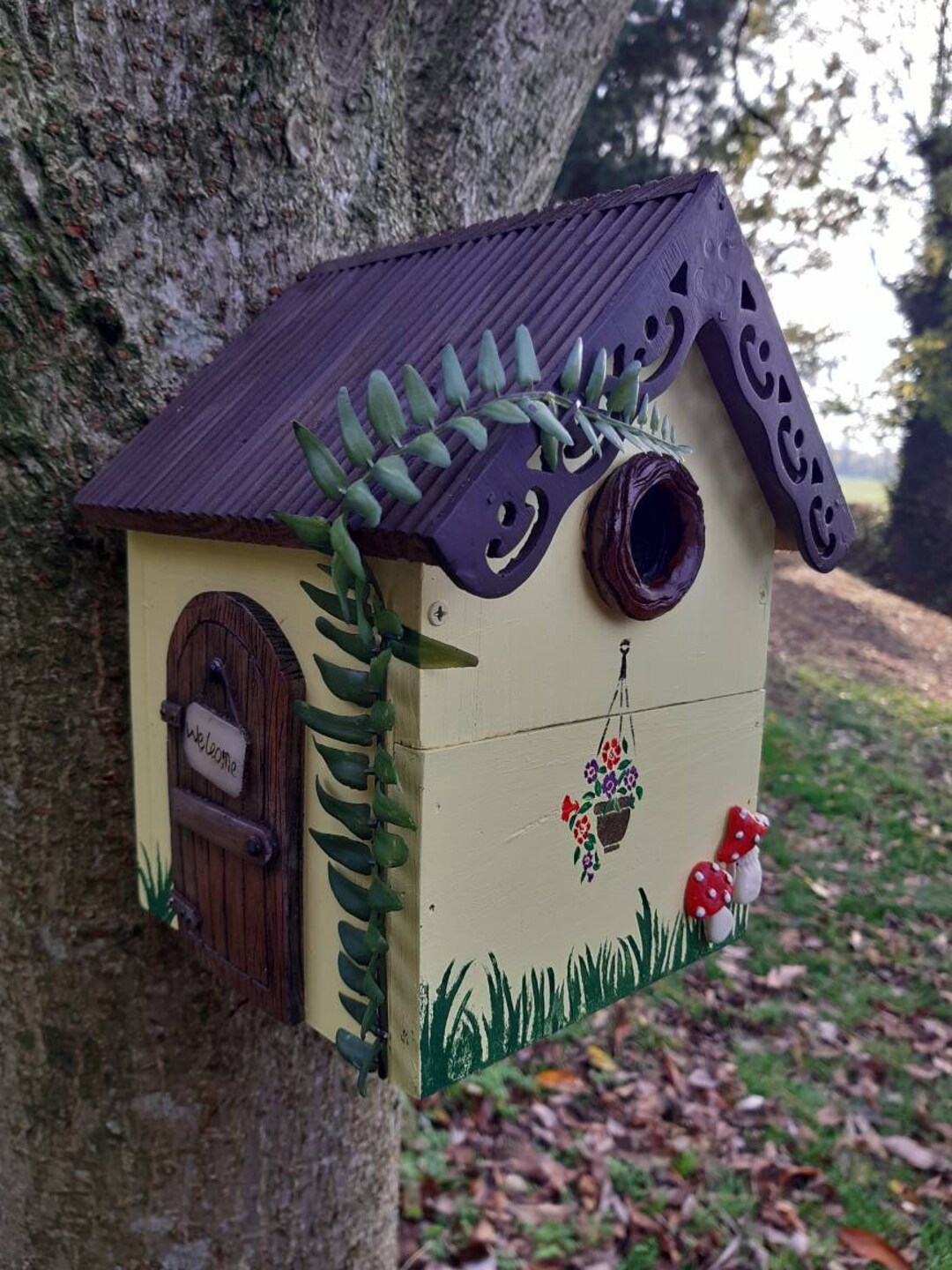 Handmade Yellow Nesting Box, Fanciful Gift for Bird Lovers, Mother’s ...