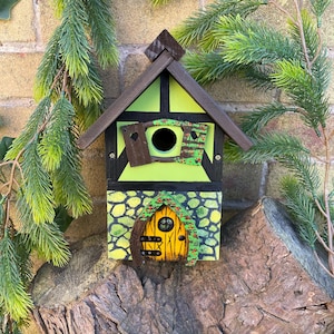 Hand Painted Cottage Style Bird House. Wooden Bird Box Garden ...