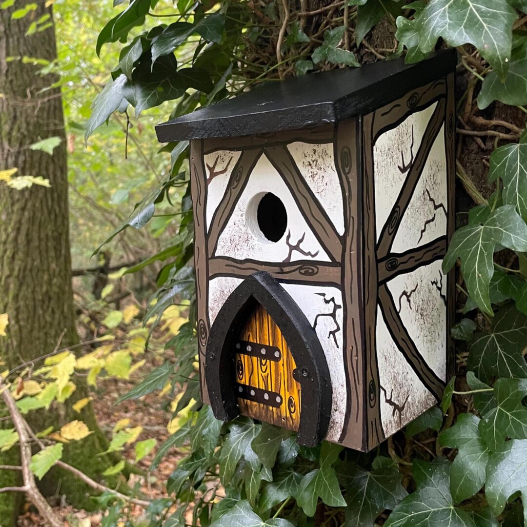 Fairy Cottage Birdhouse – Hand Painted Tudor-style Bird Box for Garden ...