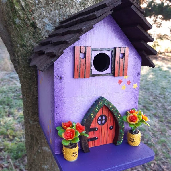 Purple Bird House - Etsy