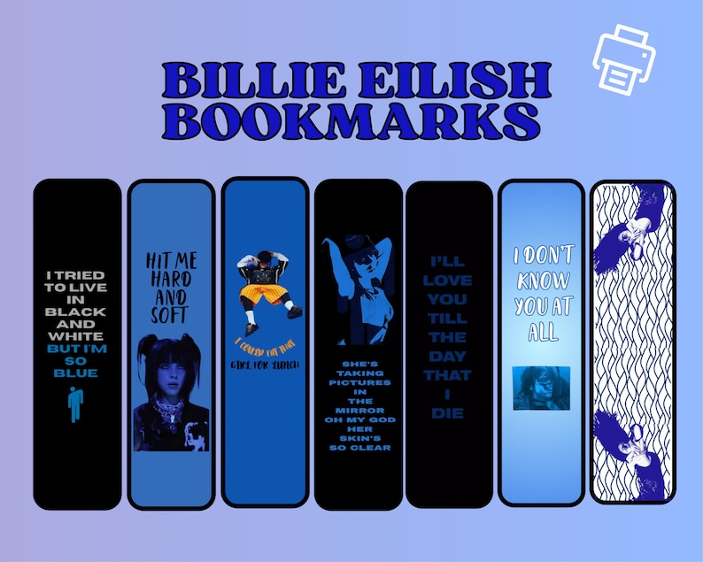 Billie Eilish Inspired Printable Bookmarks DIY Printable Billie Eilish ...