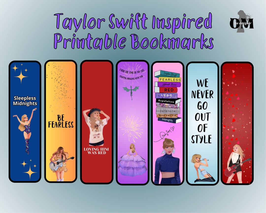 Taylor Swift Inspired Printable Bookmarks Taylow Swift Taylor Swift Fan ...