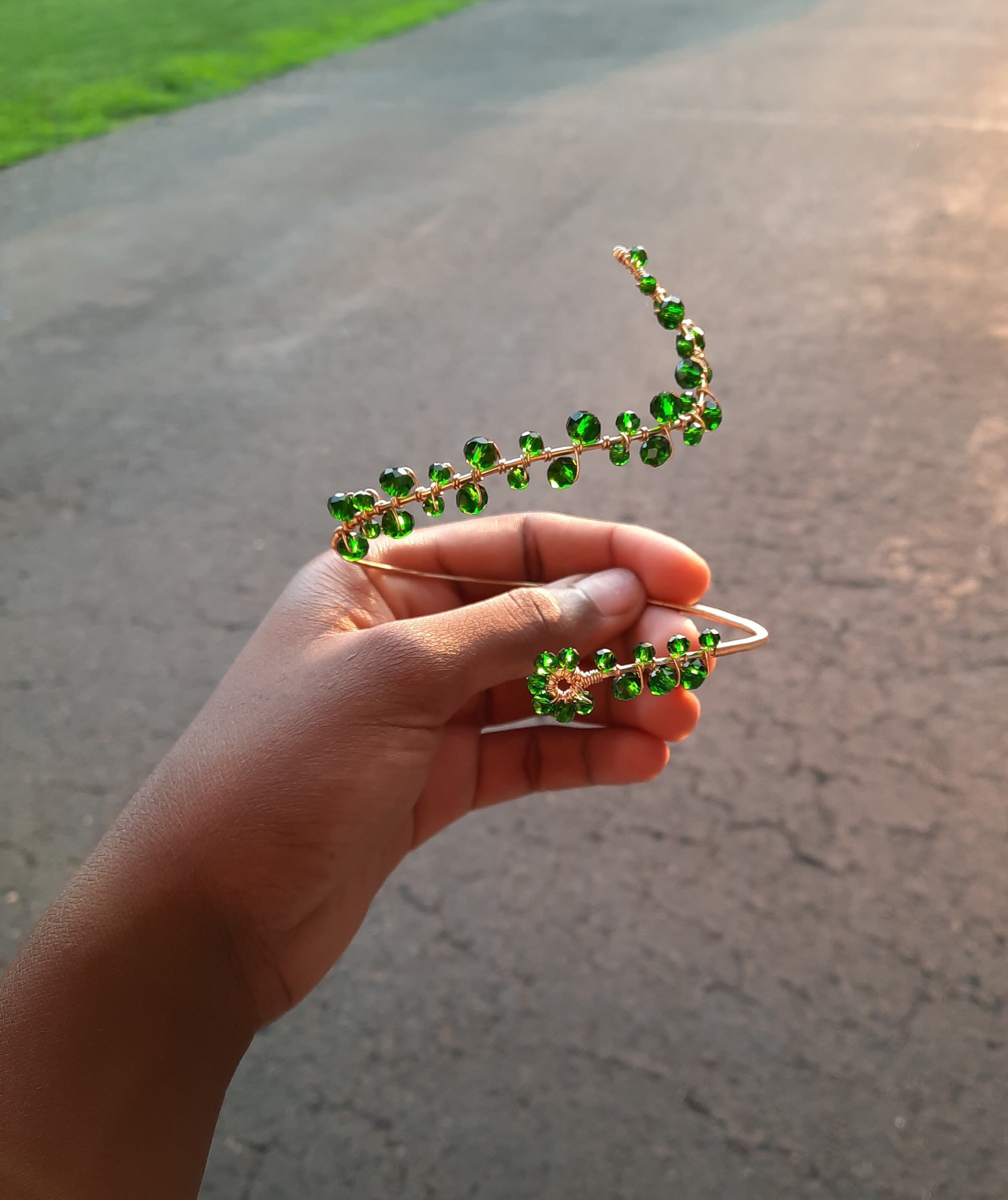 Emerald Green Beaded Arm Cuff - Etsy