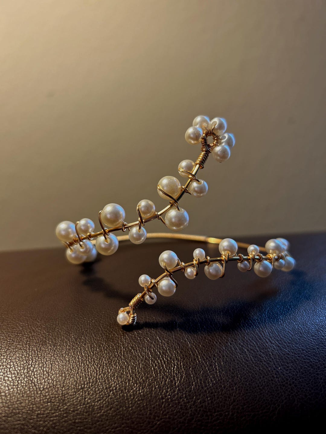 Faux Pearl Beaded Arm Cuff | Bridal Arm Cuff, Arm Jewelry, Goddess Arm ...