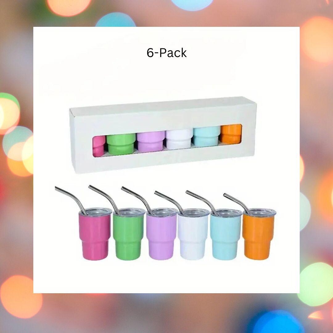 1 Set of 2oz Mini Stainless Steel Tumblers With Lids and Straws ...
