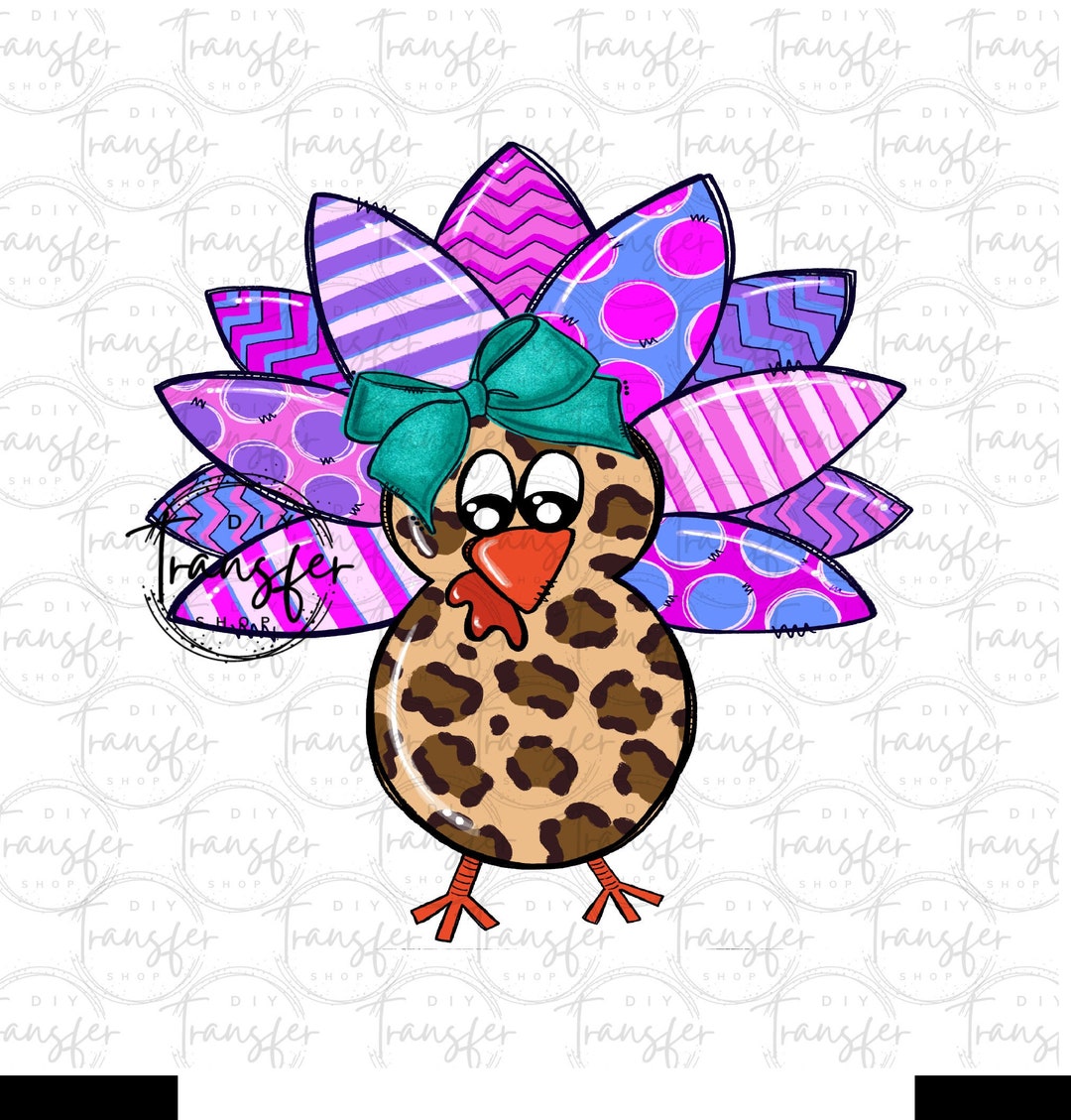 Cute Girl Turkey With Bow Sublimation Transfer Thanksgiving Fall ...