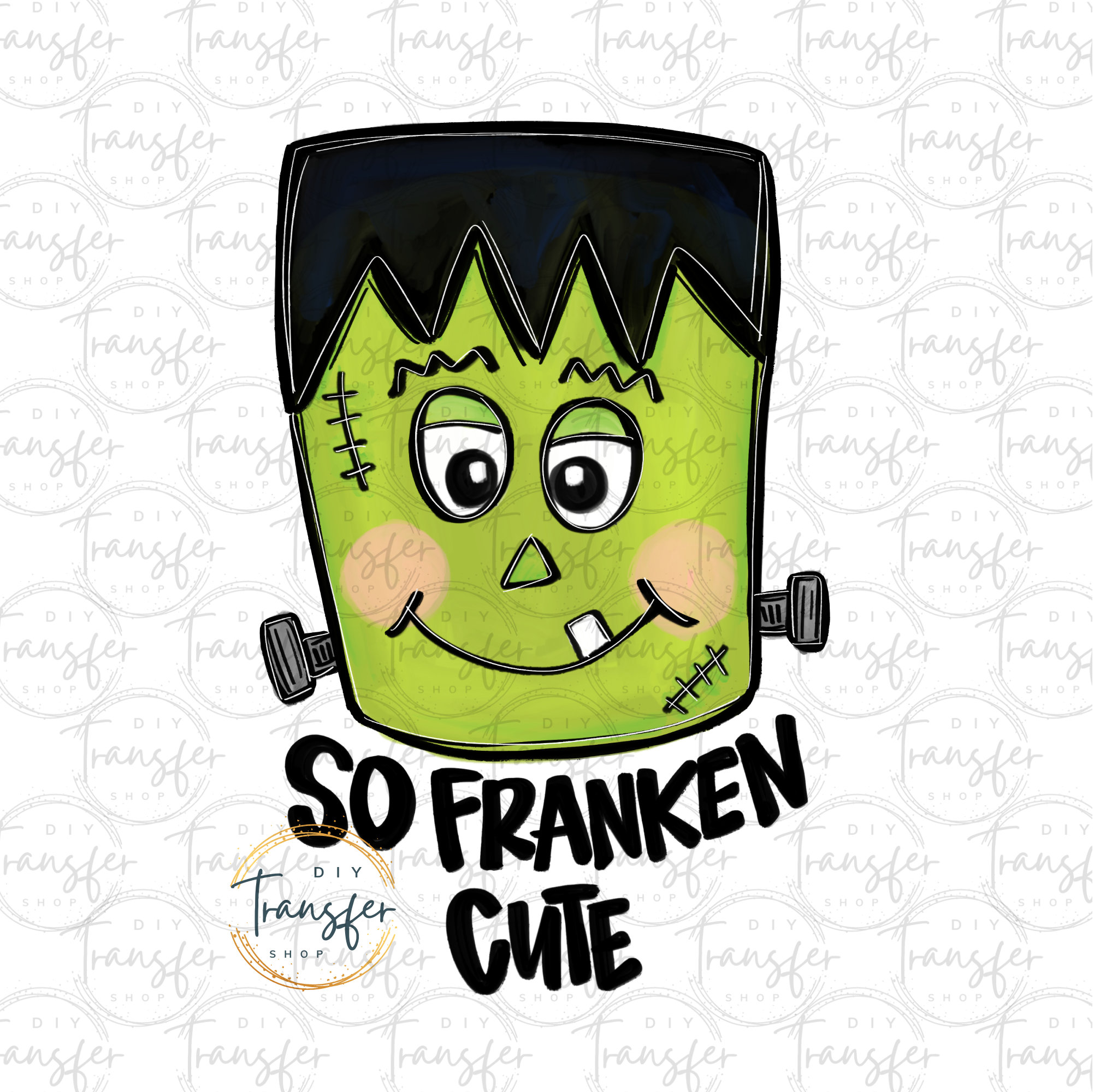 Cute Frankenstein Cartoon Face