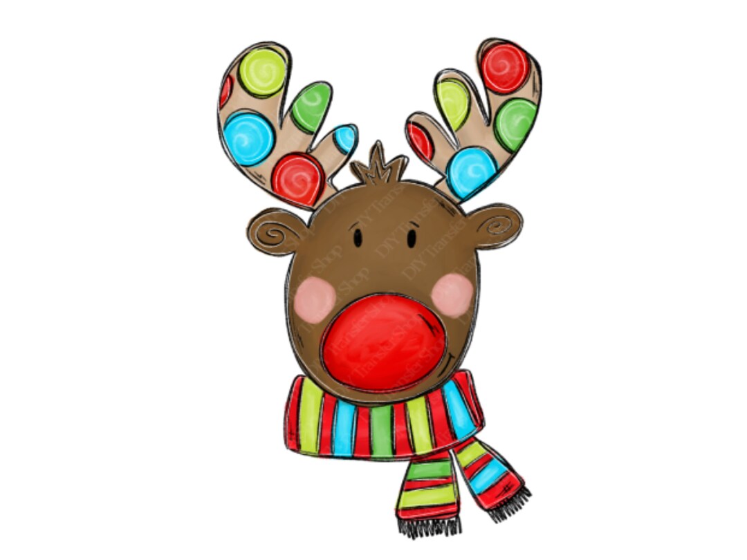 Cute Boy Reindeer Sublimation Transfer Bright Colors Holiday Christmas ...